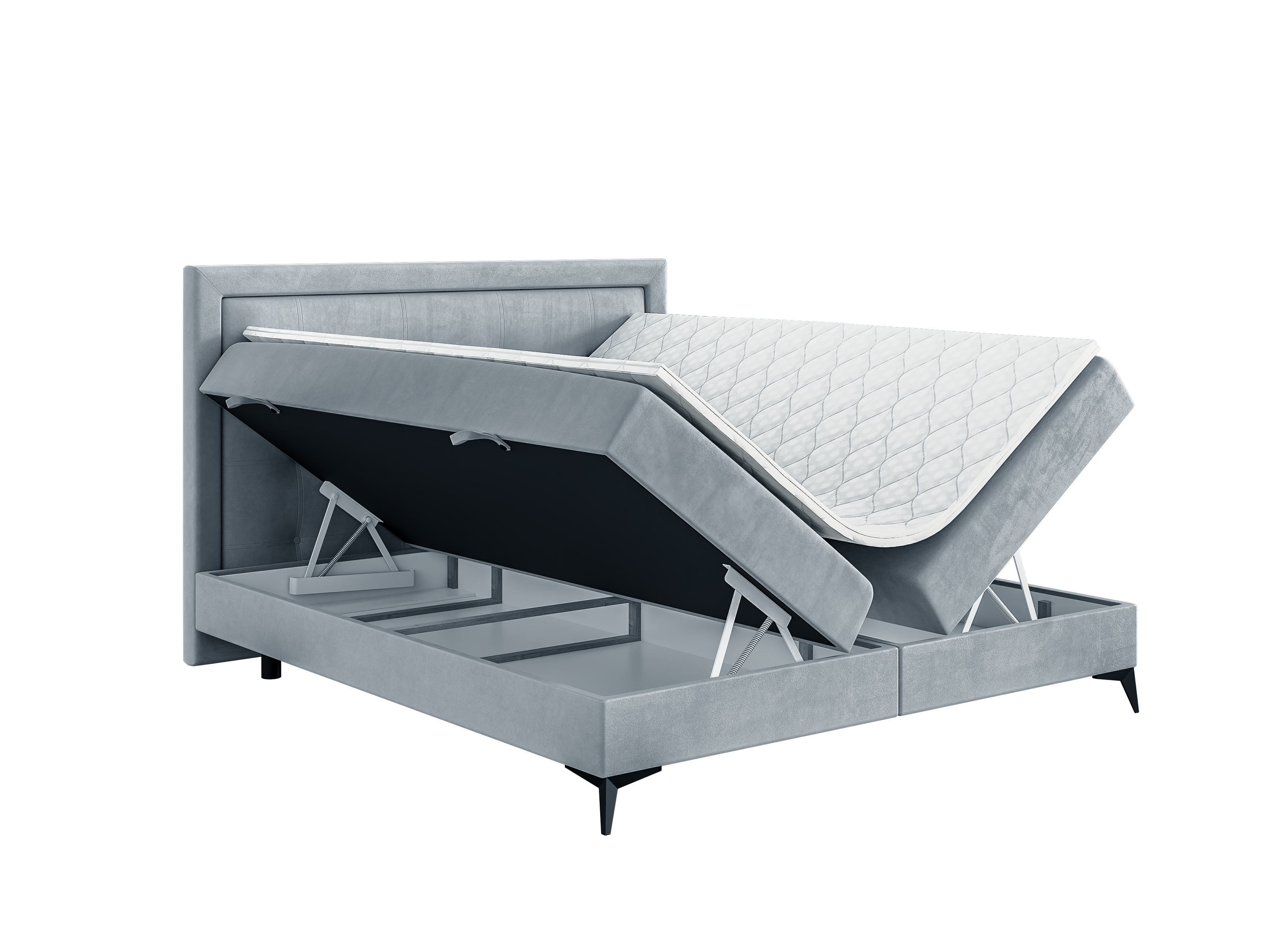 Bračni krevet Boxspring 160 cm Hygga (svijetlo plava) (s madracem i ...